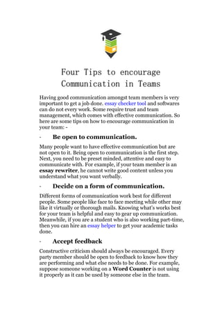 Four tips to encourage communication in teams | PDF
