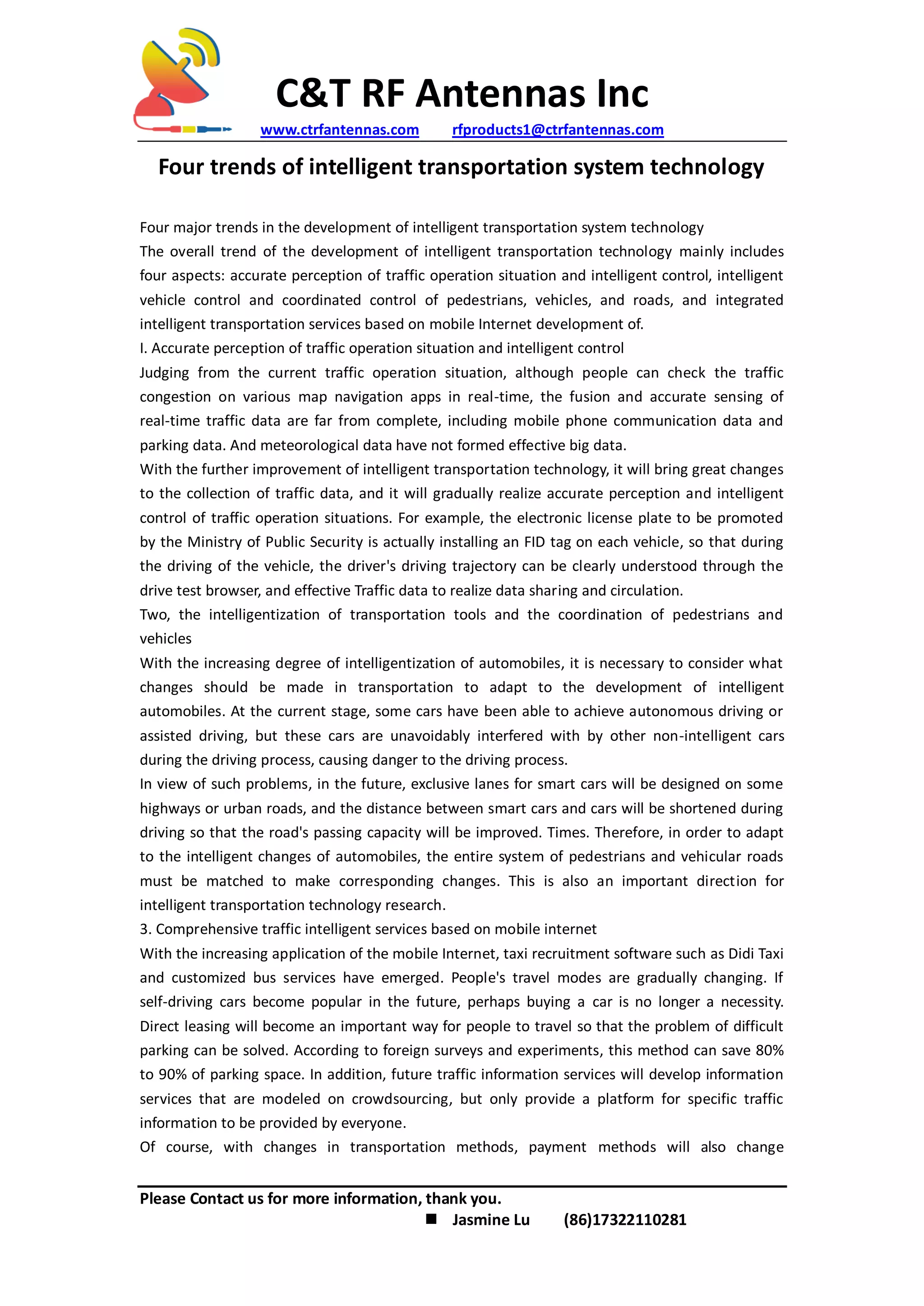 Four trends of intelligent transportation system technology -- C&T RF ...