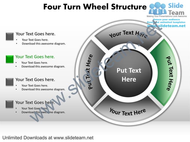 Four turn wheel structure powerpoint diagrame templates 0712 | PDF ...