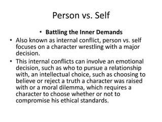 Four types of internal and external conflict in Literature | PPTX
