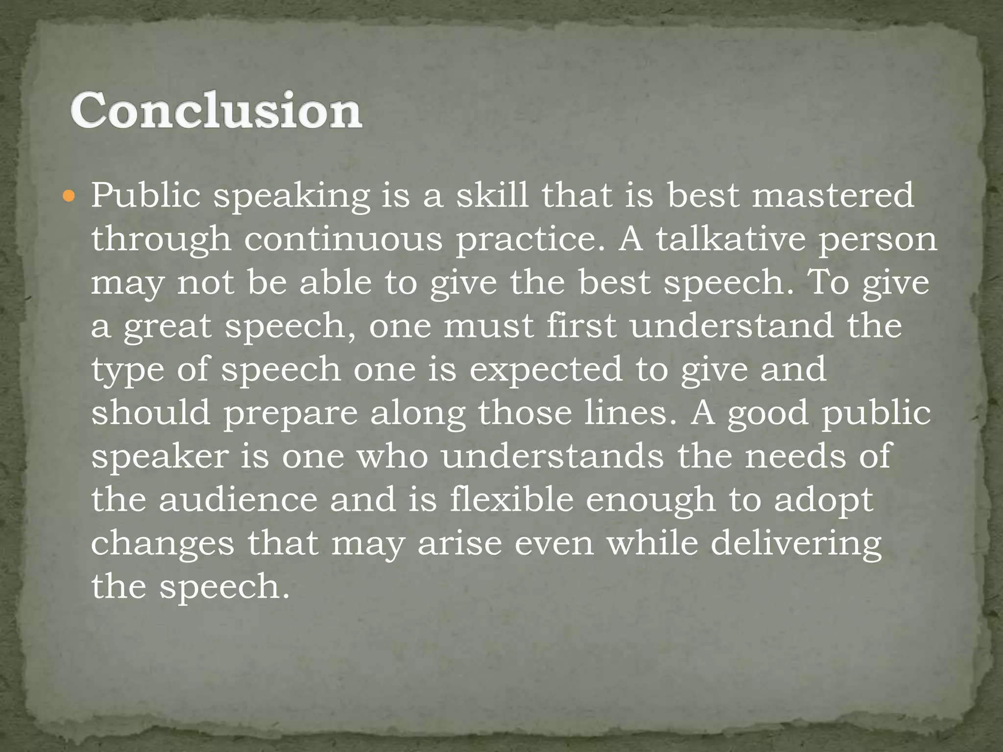 Four types of public speaking and Useful Speech Writing Tips | PPTX