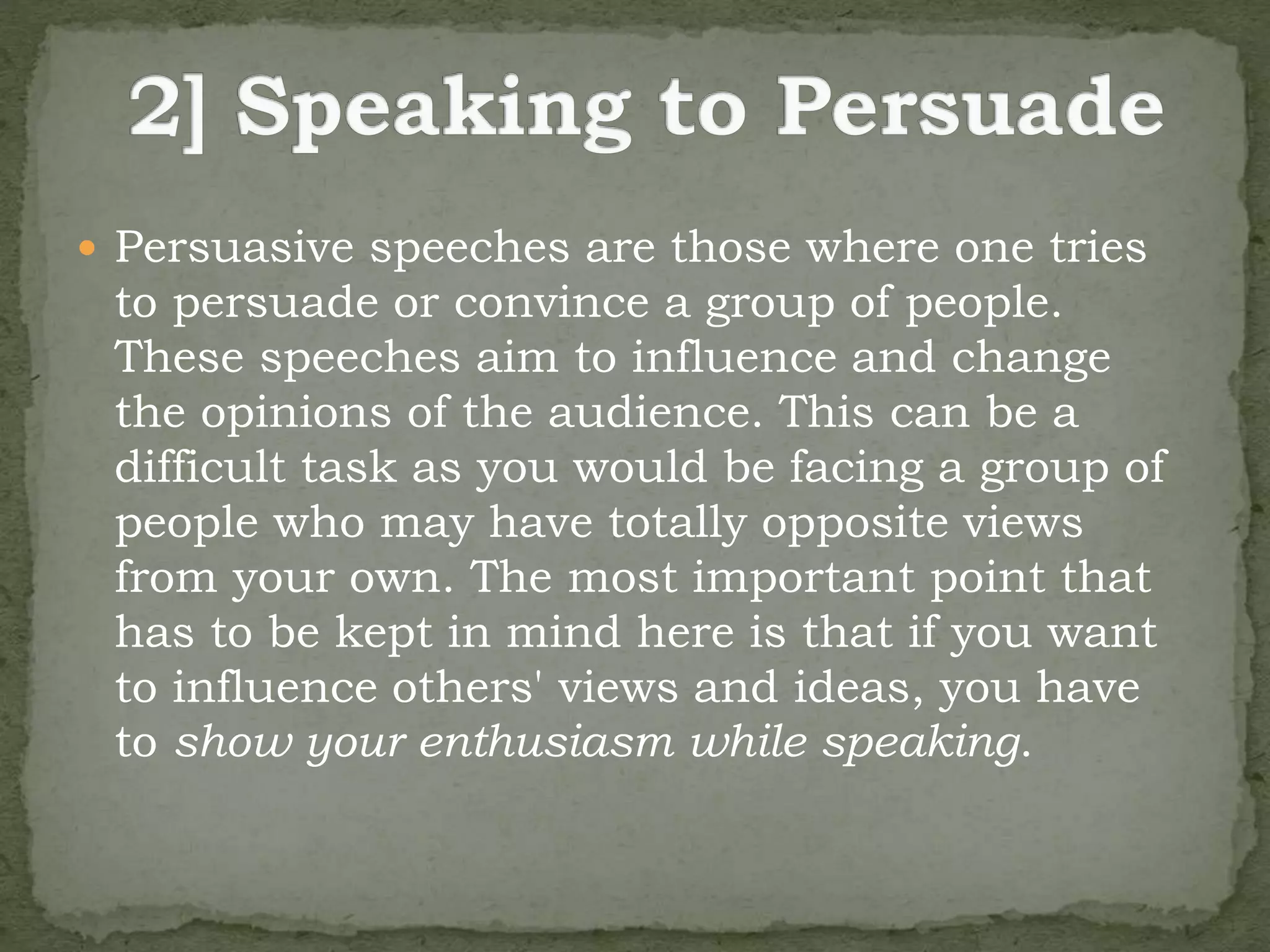 Four types of public speaking and Useful Speech Writing Tips | PPTX