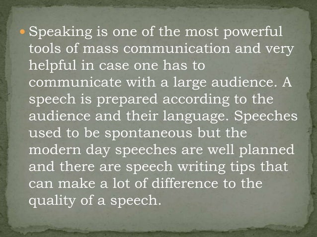 Four types of public speaking and Useful Speech Writing Tips | PPTX