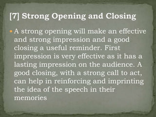 Four types of public speaking and Useful Speech Writing Tips | PPTX