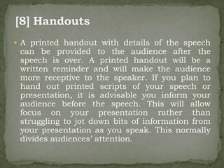 Four types of public speaking and Useful Speech Writing Tips | PPTX