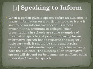 Four types of public speaking and Useful Speech Writing Tips | PPTX