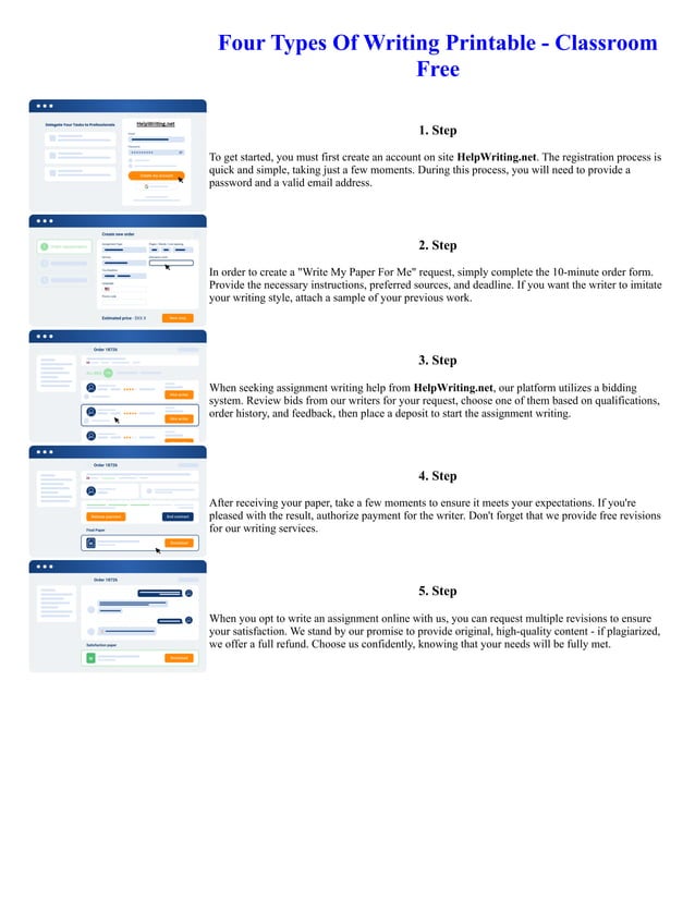 Four Types Of Writing Printable - Classroom Free | PDF