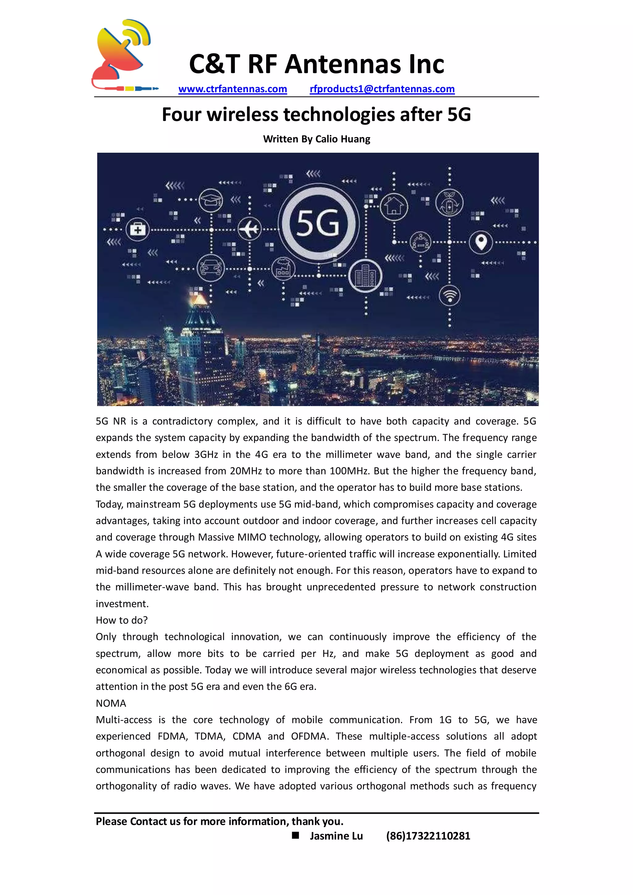 Four wireless technologies after 5G - C&T RF Antennas Inc | PDF