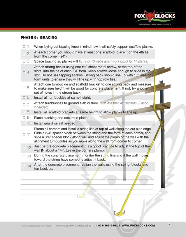 Fox Blocks Installation Checklist | PDF