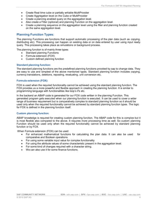 Fox formula in sap bi integrated planning | PDF