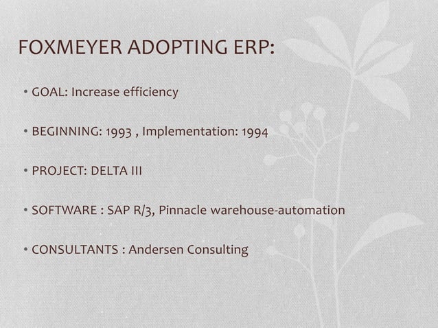 FoxMeyer - Case Study | PPT