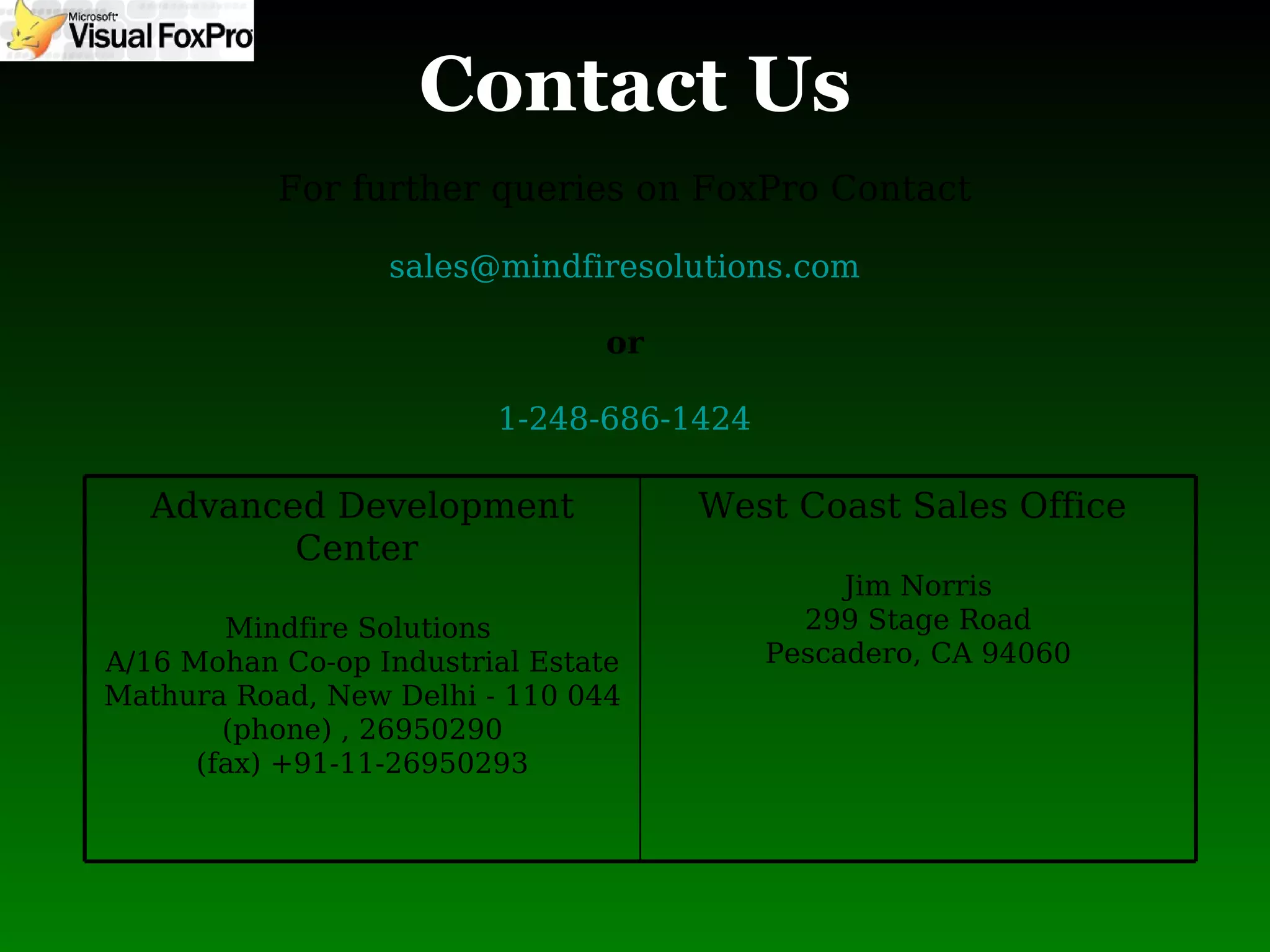 FoxPro Development | PPT | Computing | Technology & Computing