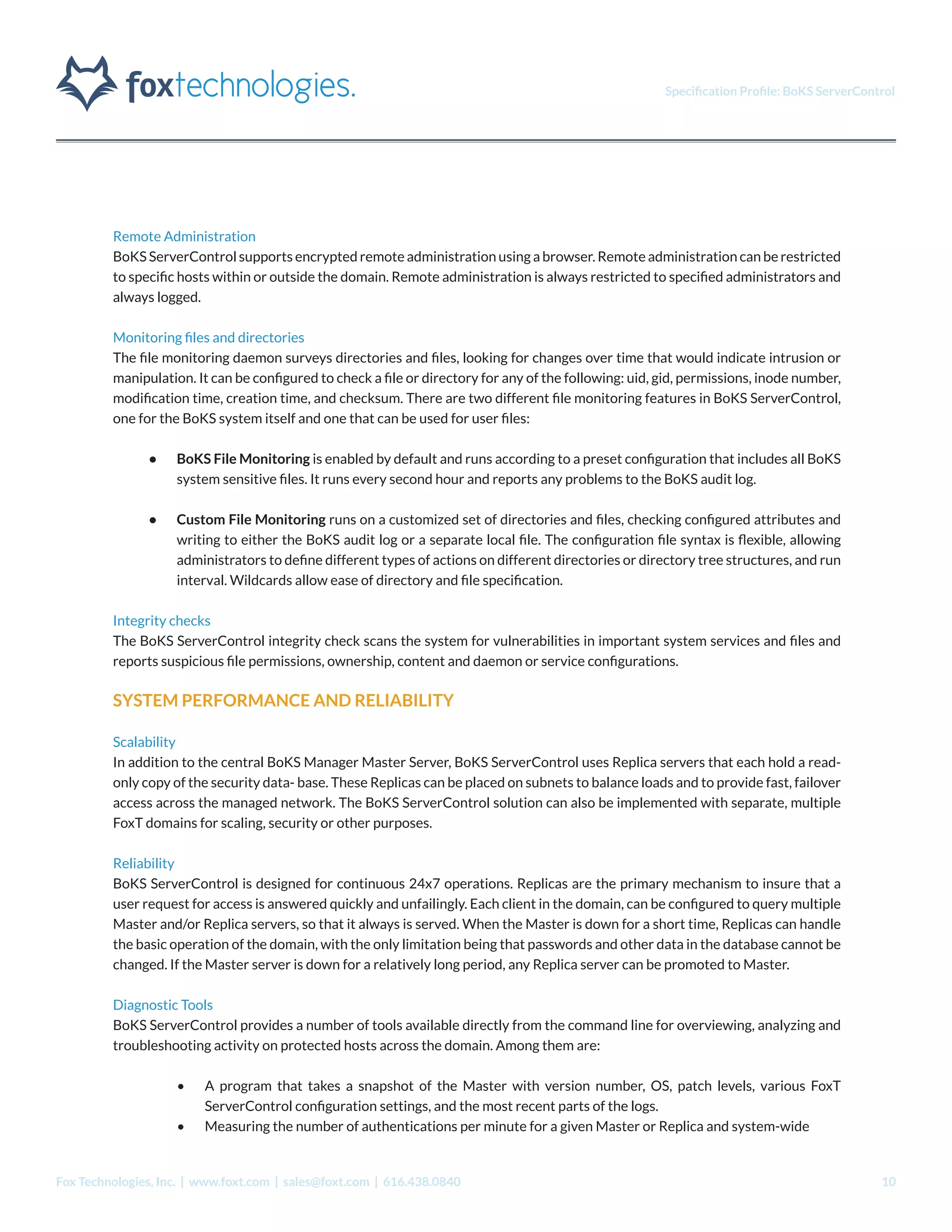 FoxT BoKS ServerControl Full Specifications Document | PDF