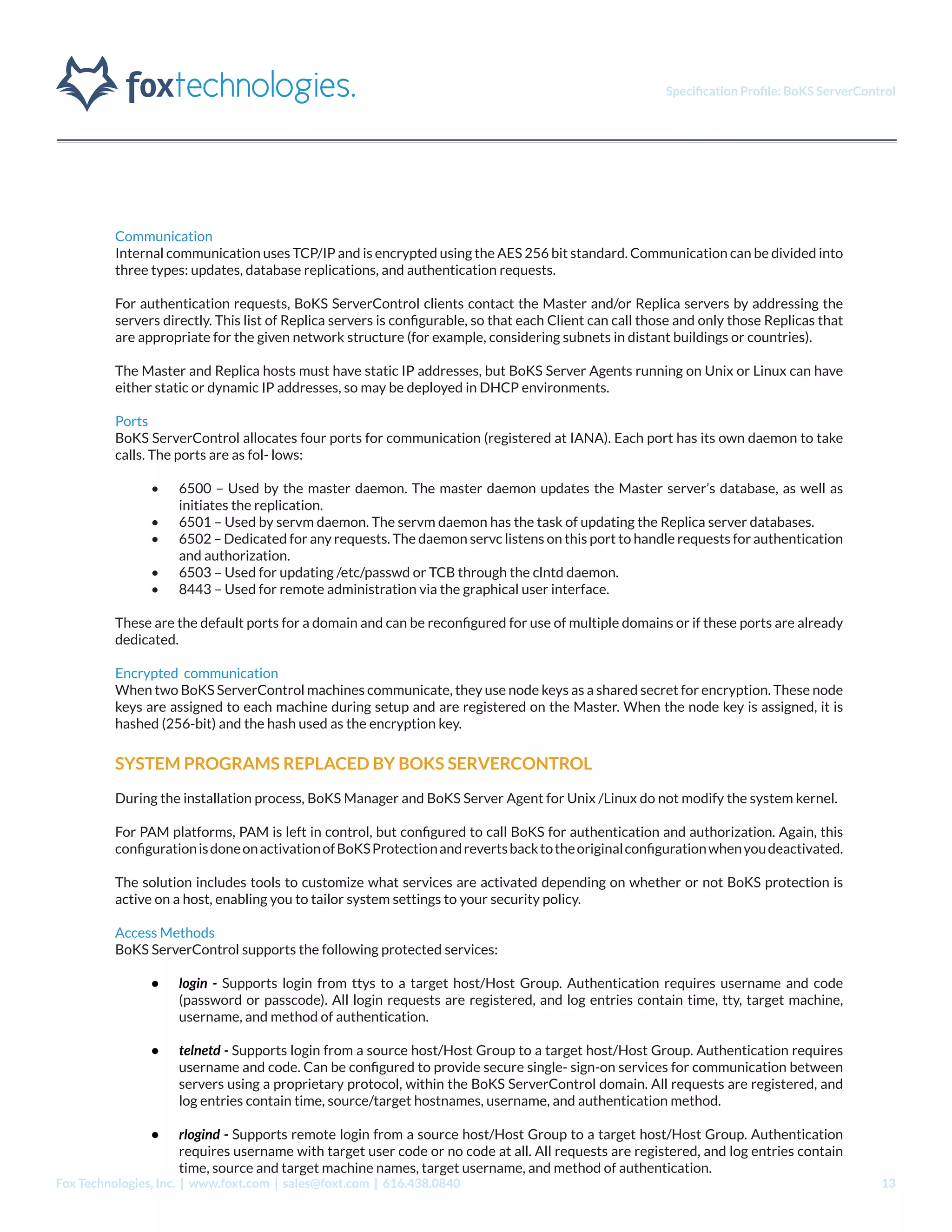 FoxT BoKS ServerControl Full Specifications Document | PDF