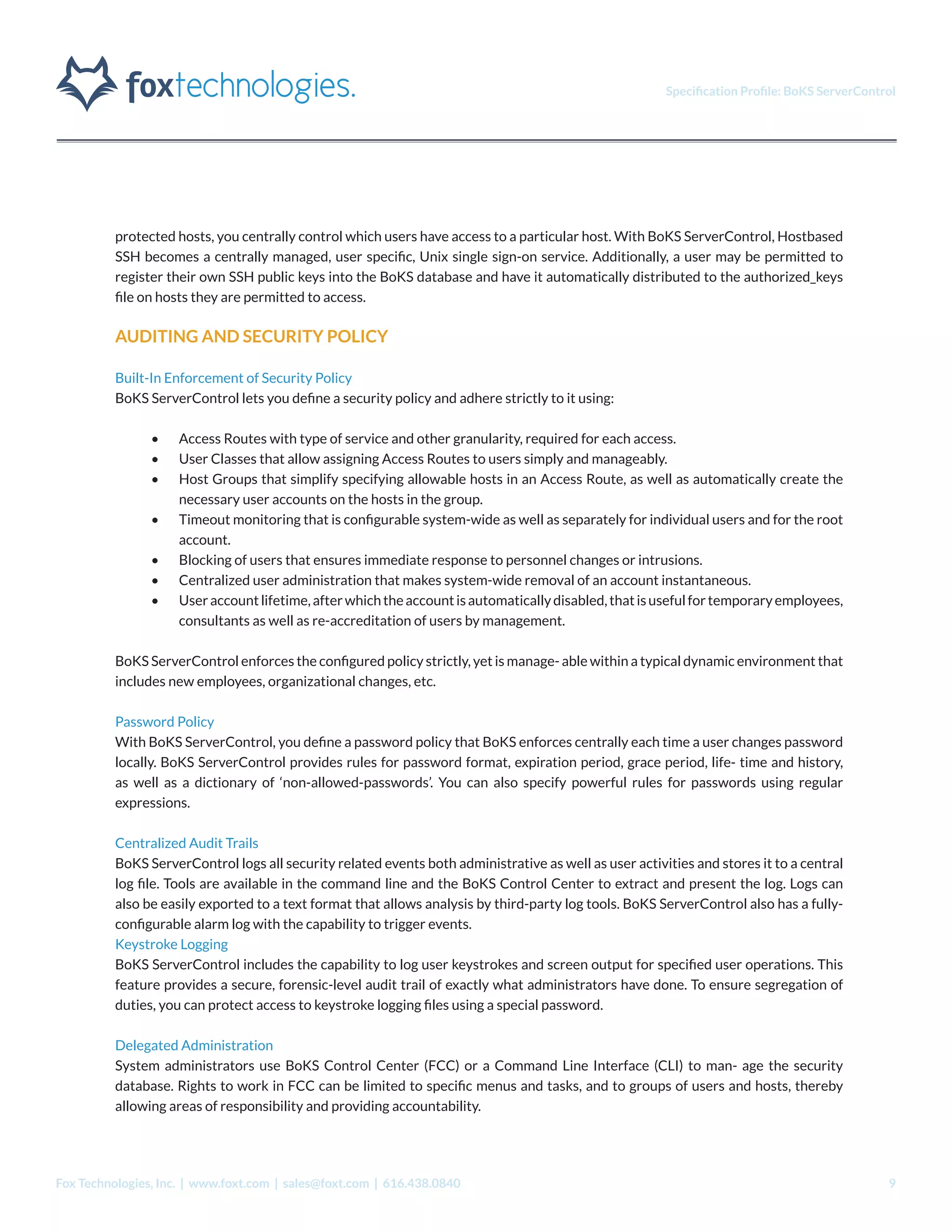 FoxT BoKS ServerControl Full Specifications Document | PDF