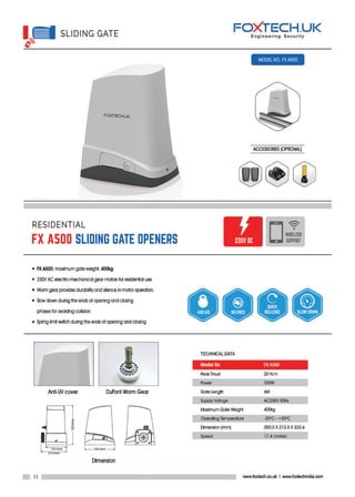 Foxtech Catalogue Foxtech.uk brochure data sheet _ Automatic gates | PDF