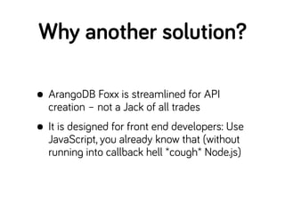 FOXX - a Javascript application framework on top of ArangoDB | PDF