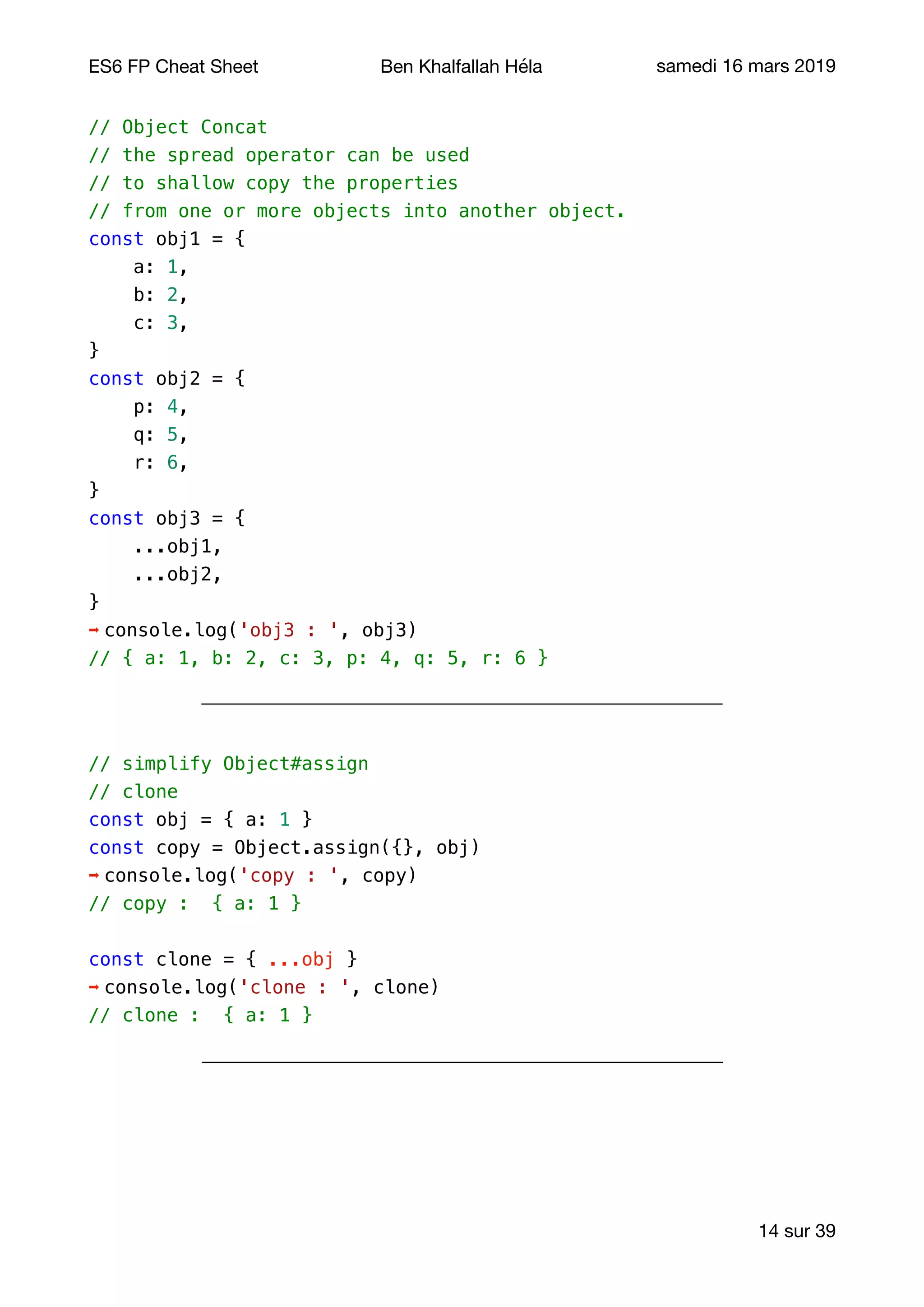 FP Using ES6+ (Cheat Sheet) | PDF