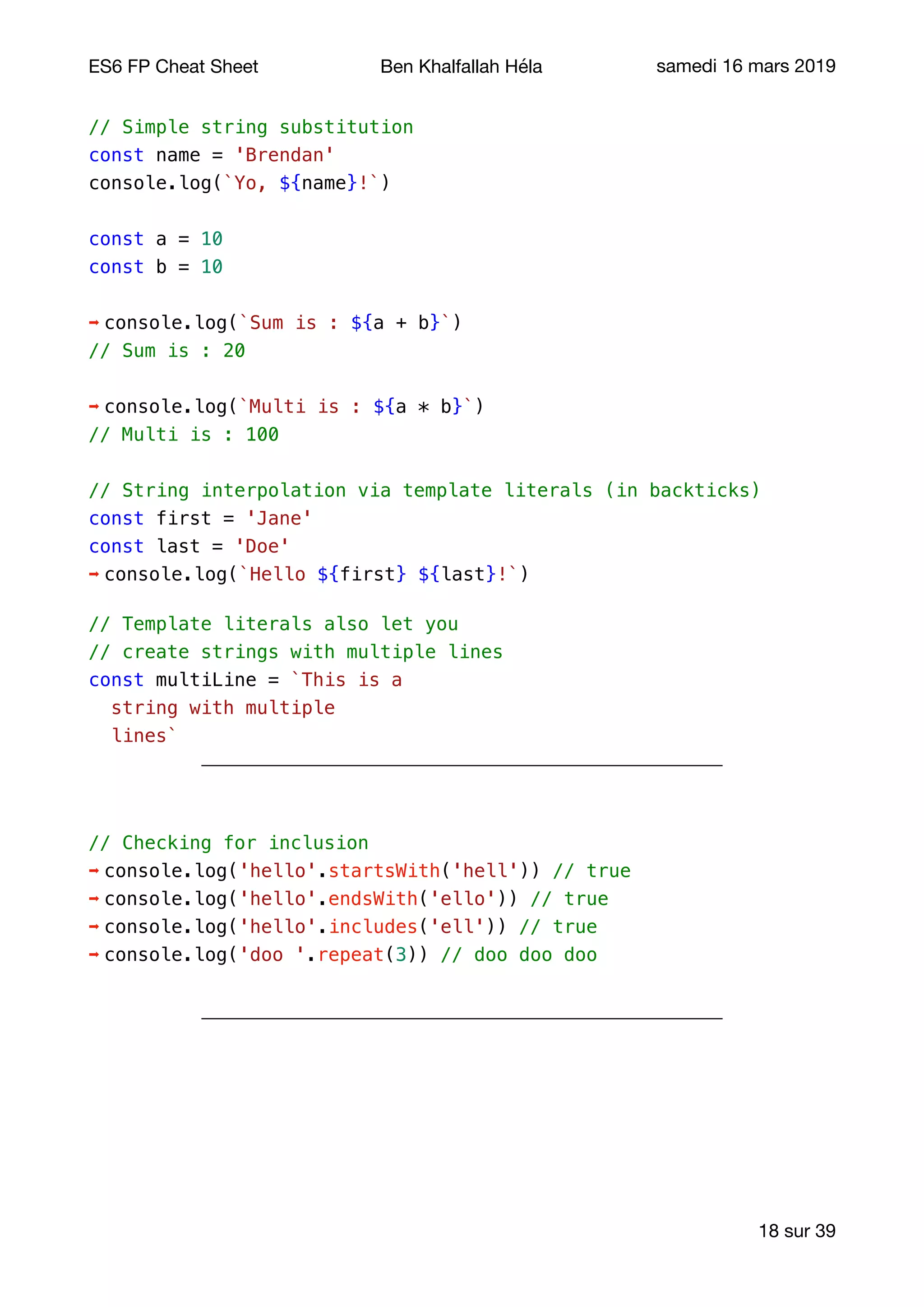 FP Using ES6+ (Cheat Sheet) | PDF
