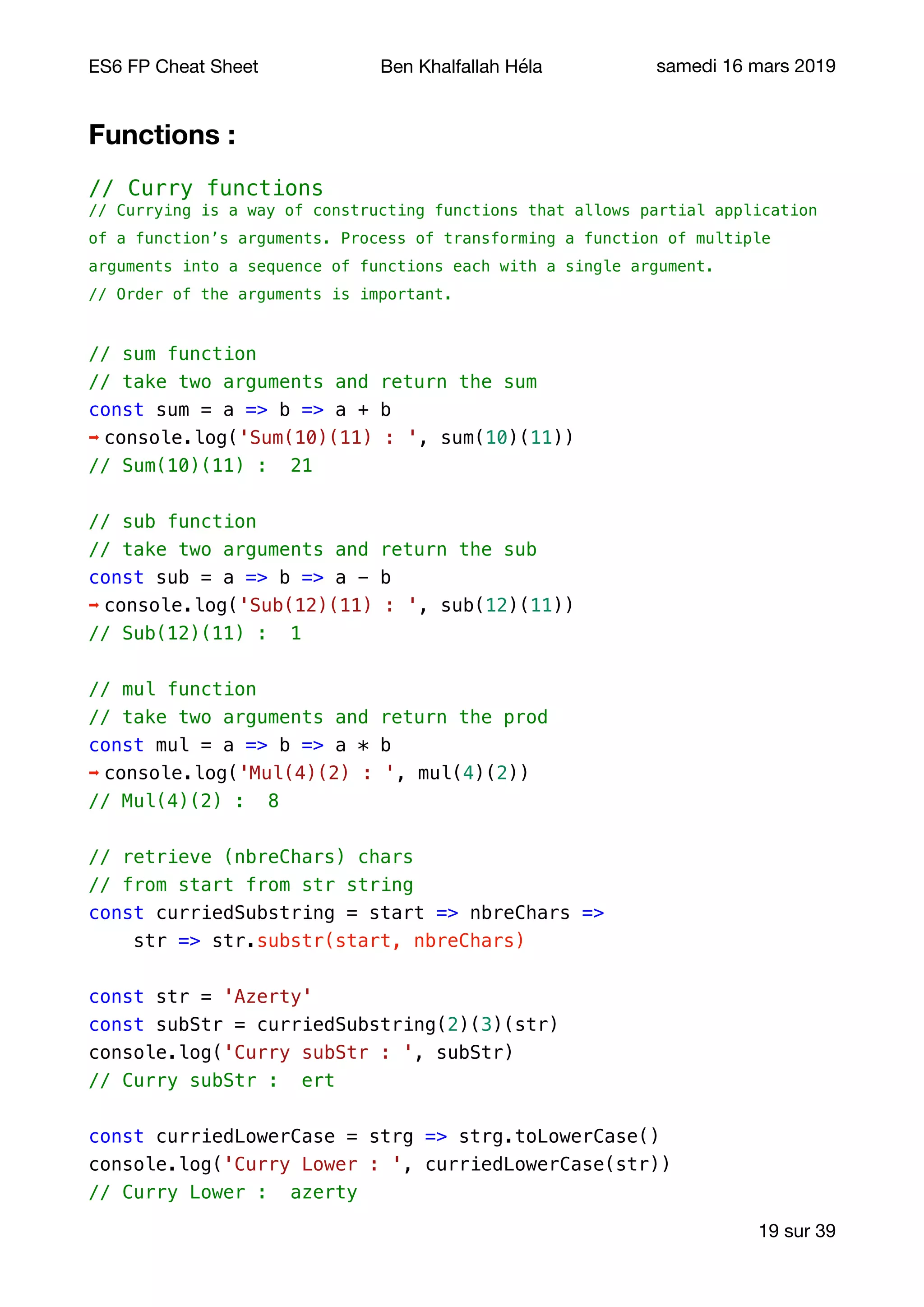 FP Using ES6+ (Cheat Sheet) | PDF