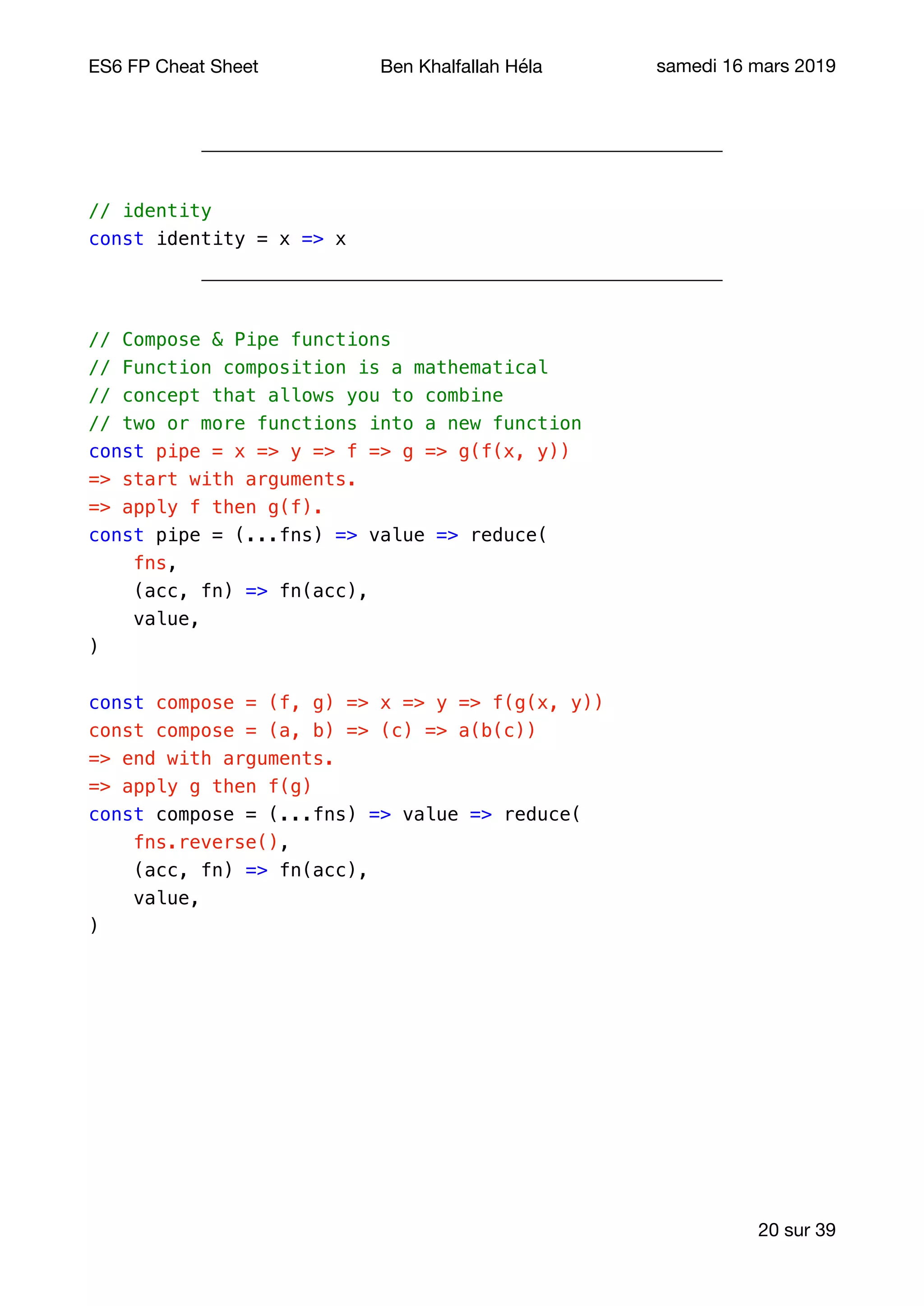 FP Using ES6+ (Cheat Sheet) | PDF
