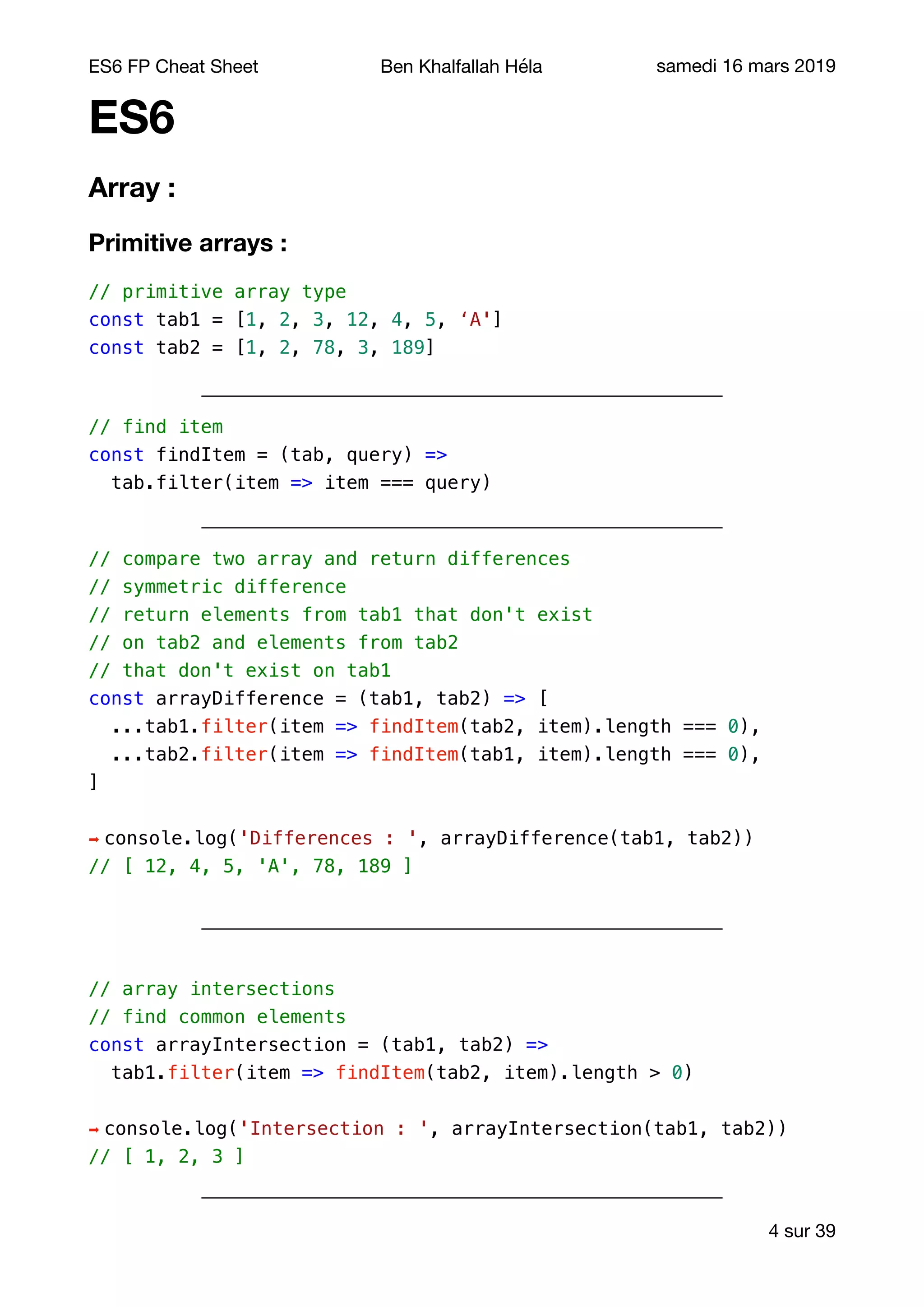 FP Using ES6+ (Cheat Sheet) | PDF