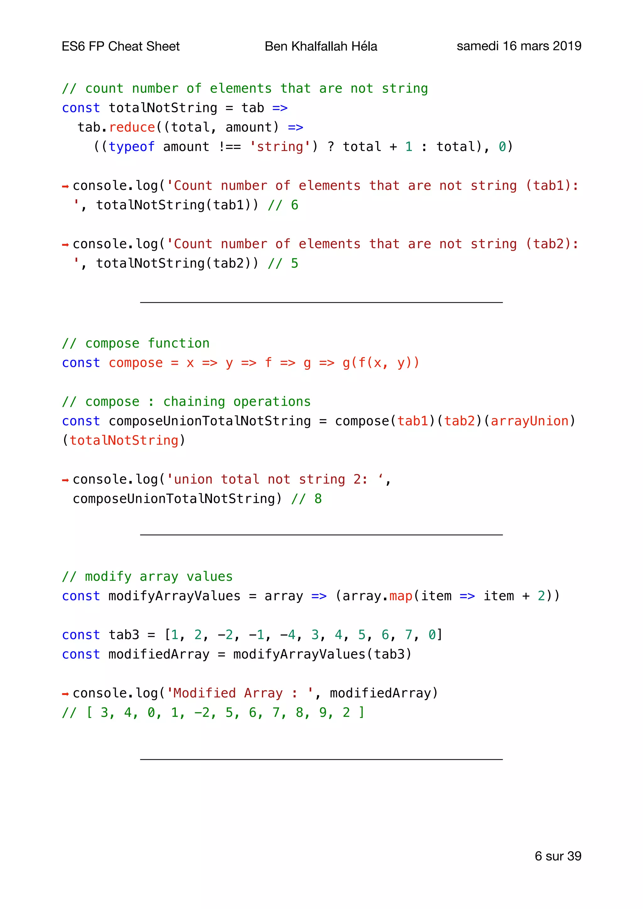 FP Using ES6+ (Cheat Sheet) | PDF