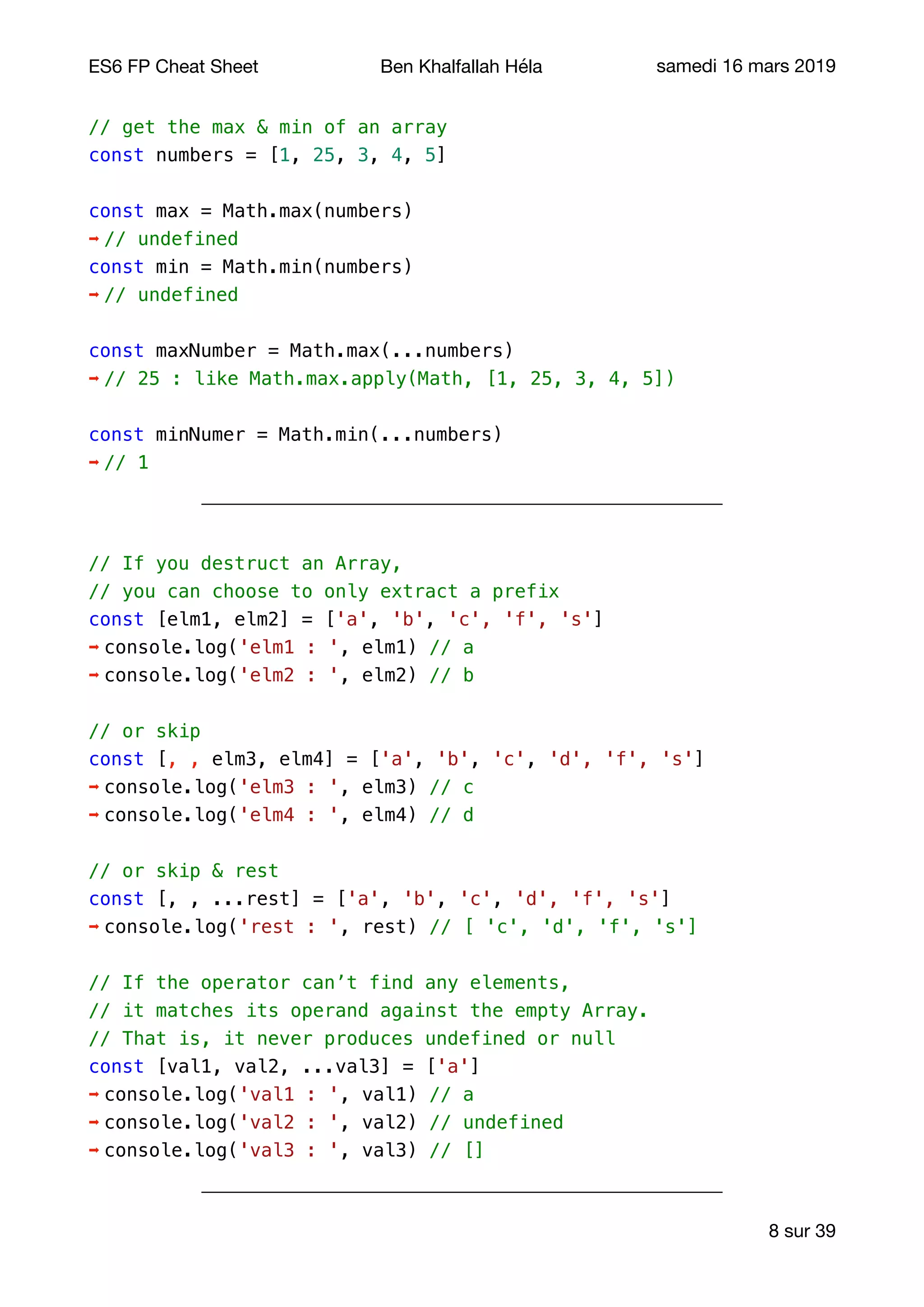 FP Using ES6+ (Cheat Sheet) | PDF