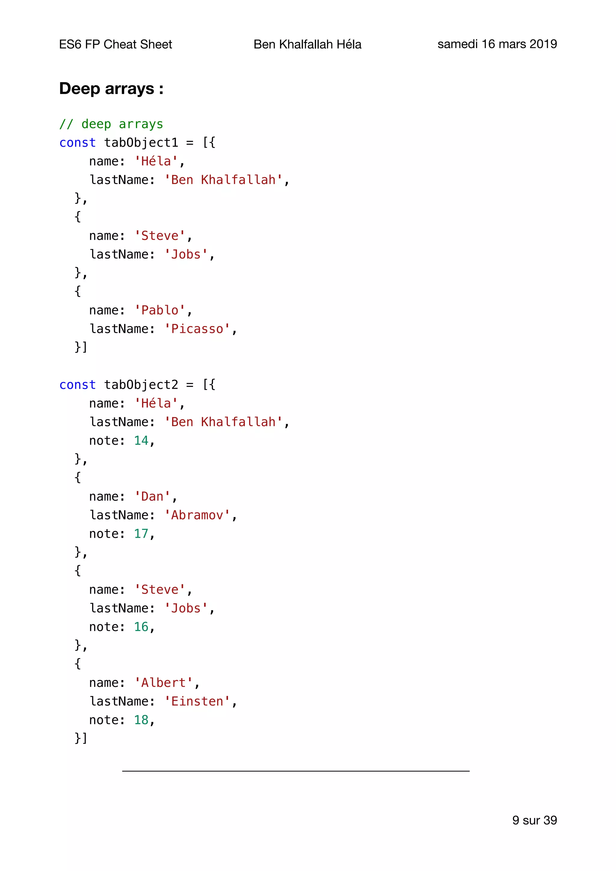 FP Using ES6+ (Cheat Sheet) | PDF