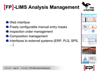 [FP]-LIMS - Analysis Management - Fink & Partner | PDF