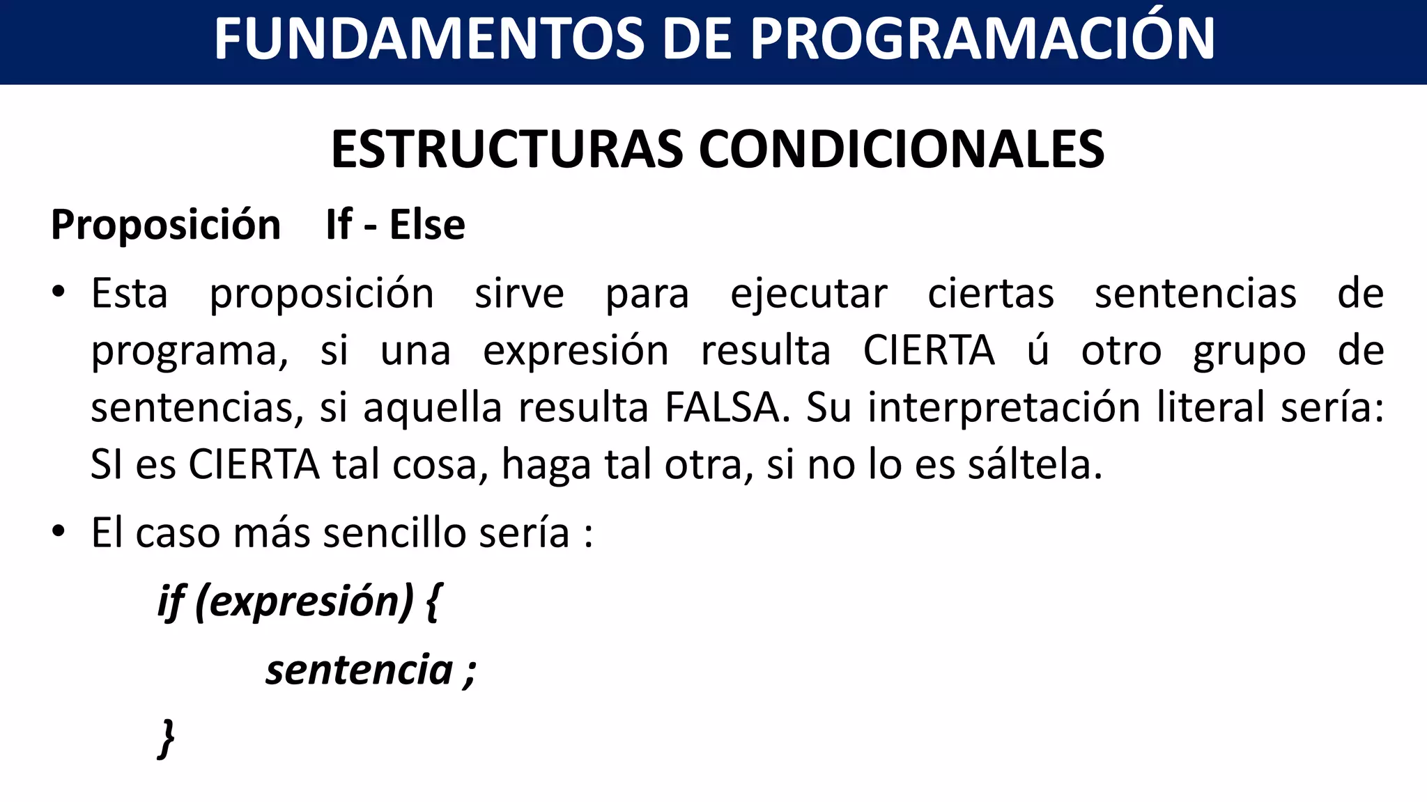 Fundamentos de Programacion - Unidad 4 control de flujo | PPT