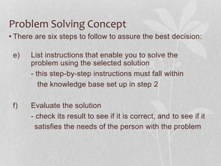 2.1 Understand problem solving concept | PPTX