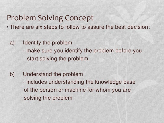 2.1 Understand problem solving concept