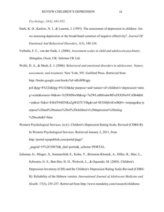 A Test Review: Children’s Depression Rating Scale, Revised (CDRS-R) | DOC
