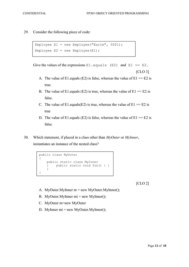 FINAL PAPER FP301 OBJECT ORIENTED PROGRAMMING | PDF