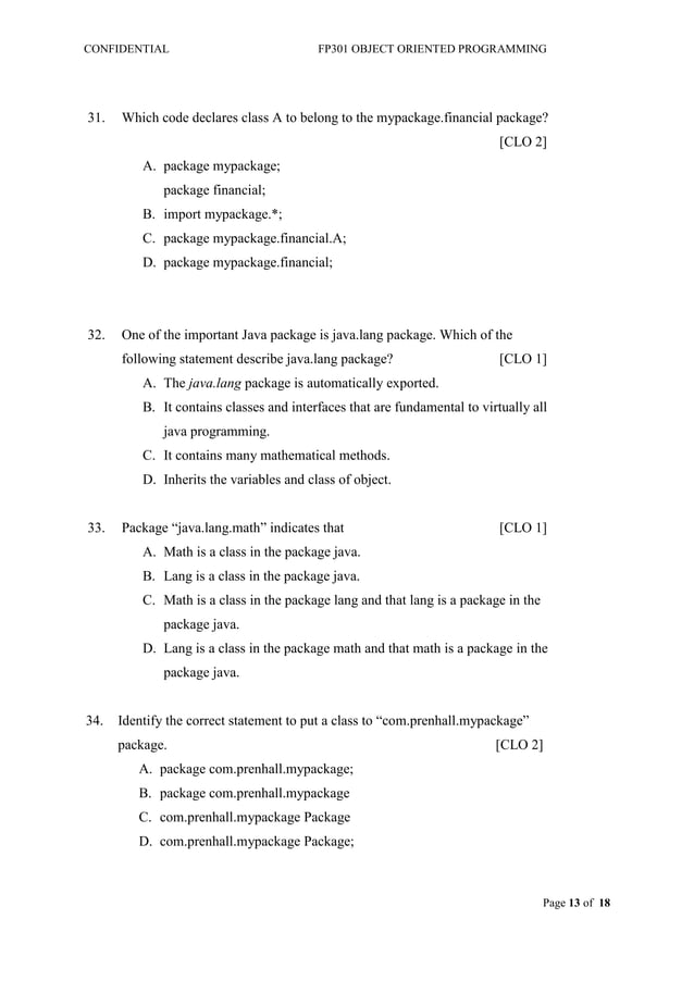FINAL PAPER FP301 OBJECT ORIENTED PROGRAMMING | PDF