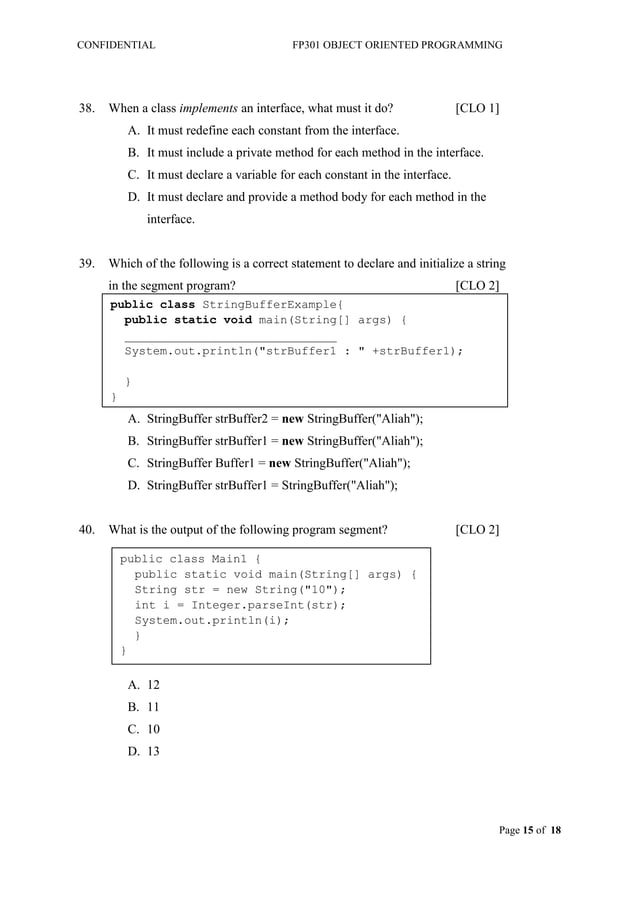 FINAL PAPER FP301 OBJECT ORIENTED PROGRAMMING | PDF