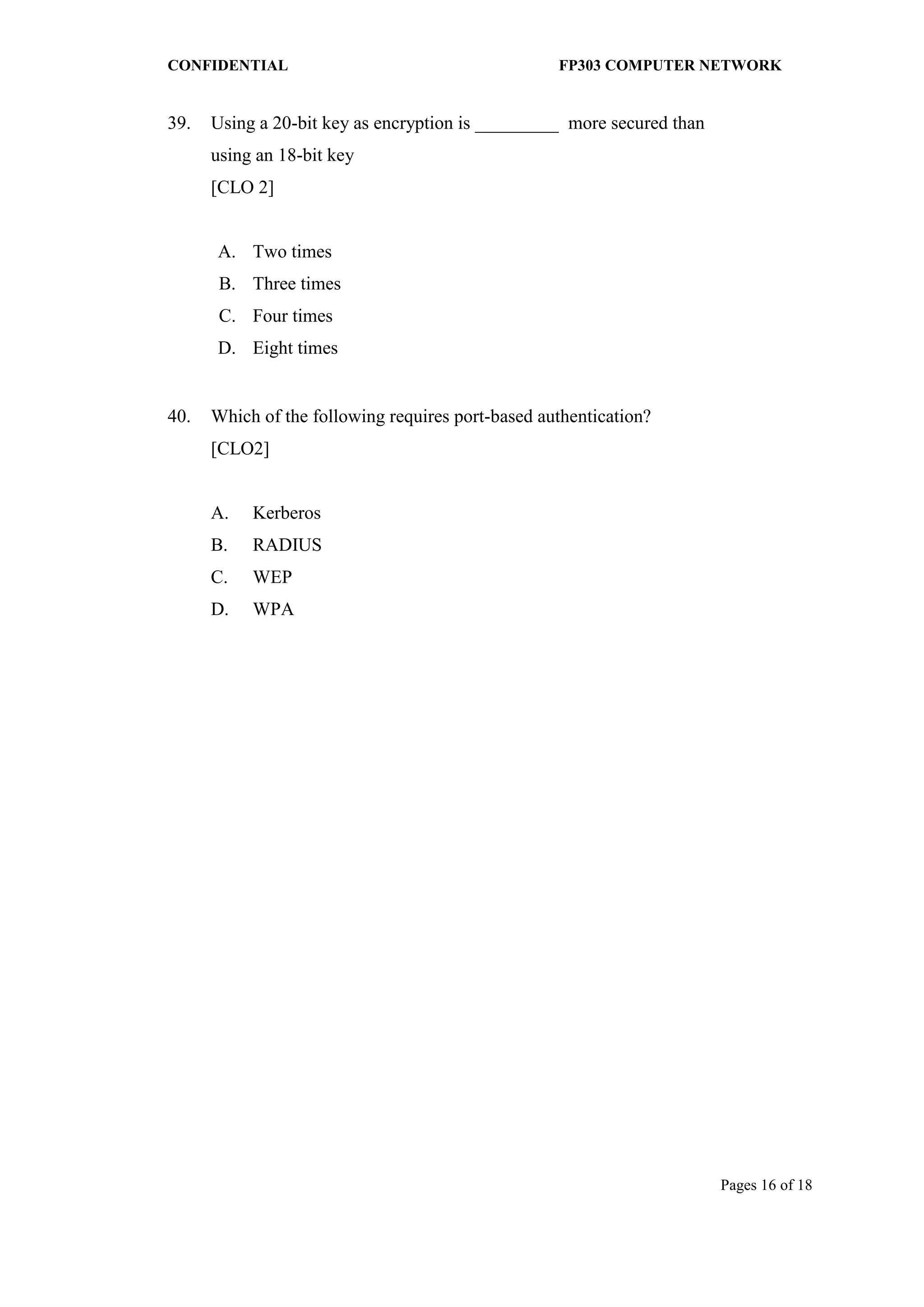 FP 303 COMPUTER NETWORK PAPER FINAL Q | PDF