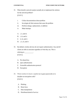 FP 303 COMPUTER NETWORK PAPER FINAL Q | PDF