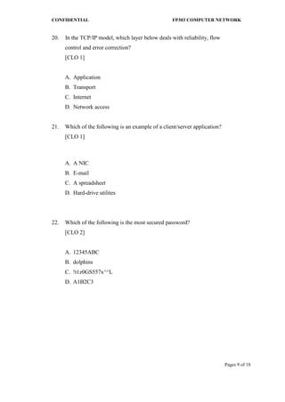 FP 303 COMPUTER NETWORK PAPER FINAL Q | PDF