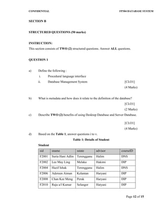 Fp304 DATABASE SYSTEM JUNE 2012 | PDF