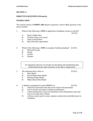 Fp304 DATABASE SYSTEM JUNE 2012 | PDF