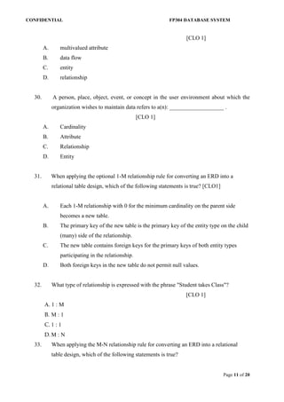 FP304 DATABASE SYSTEM PAPER FINAL EXAM AGAIN | PDF