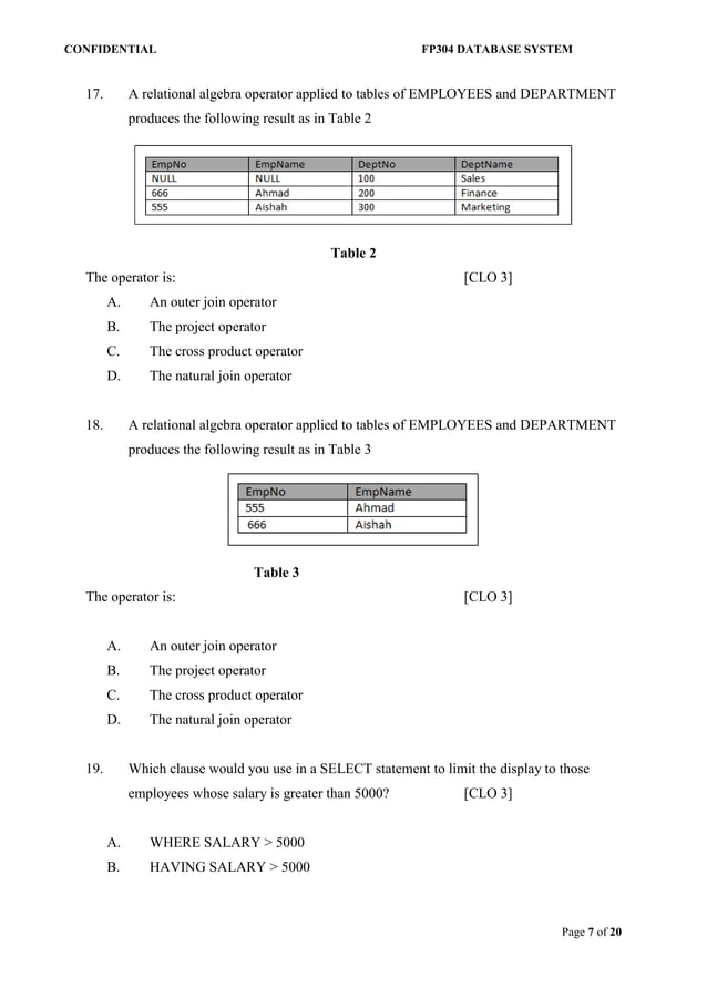 FP304 DATABASE SYSTEM PAPER FINAL EXAM AGAIN | PDF