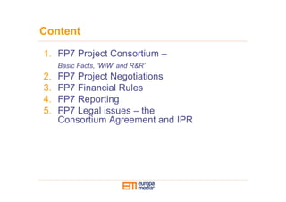 FP7 project negotiation, management and financial rules | PPT