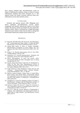 EVALUATION OF ANTI-INFLAMMATORY ACTIVITIES WITH AERIAL PART EXTRACTS OF ...