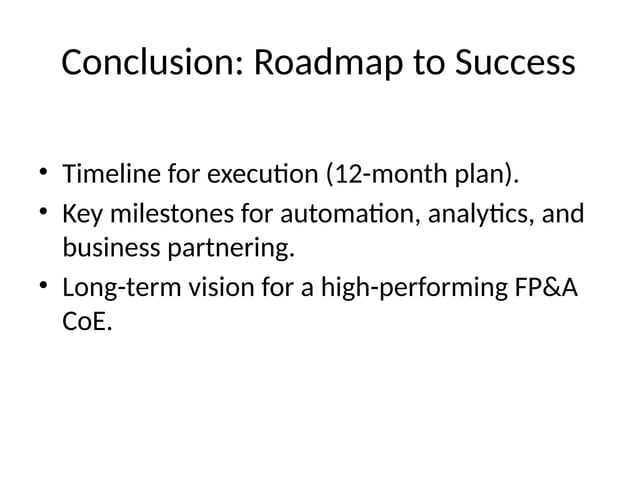 FP&A CoE Transformation Plan in financial planninf | PPTX