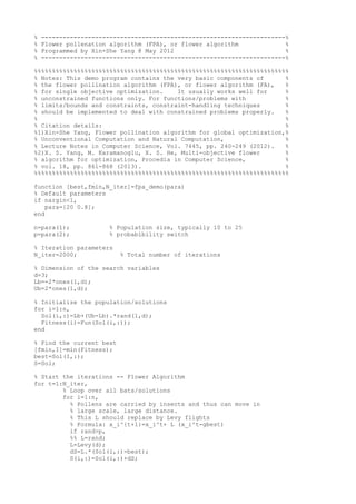 Flower Pollination Algorithm (matlab code) | TXT | Gardening | Home & Garden