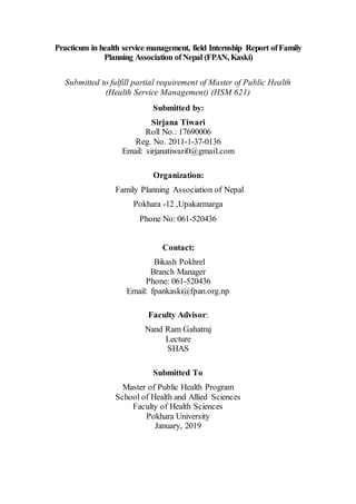 Family planning Association of Nepal, practicum | DOCX