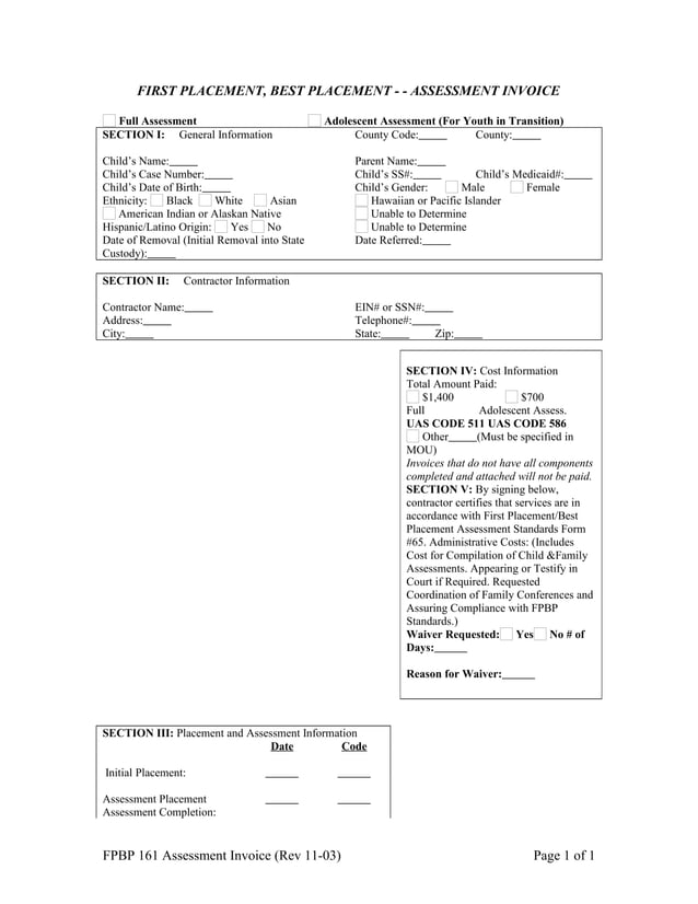 Fpbp 161 fpbp assessment invoice | DOC